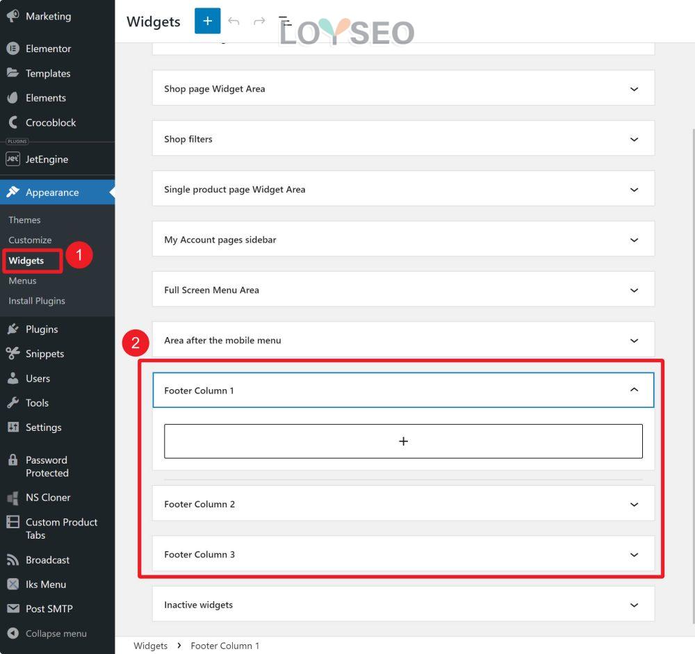 WoodMart主题设置页脚 - LOYSEO